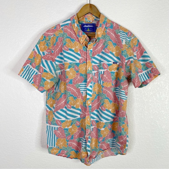 chubbies | Shirts | Chubbies Pink Blue Floral Hawaiian Print Button ...